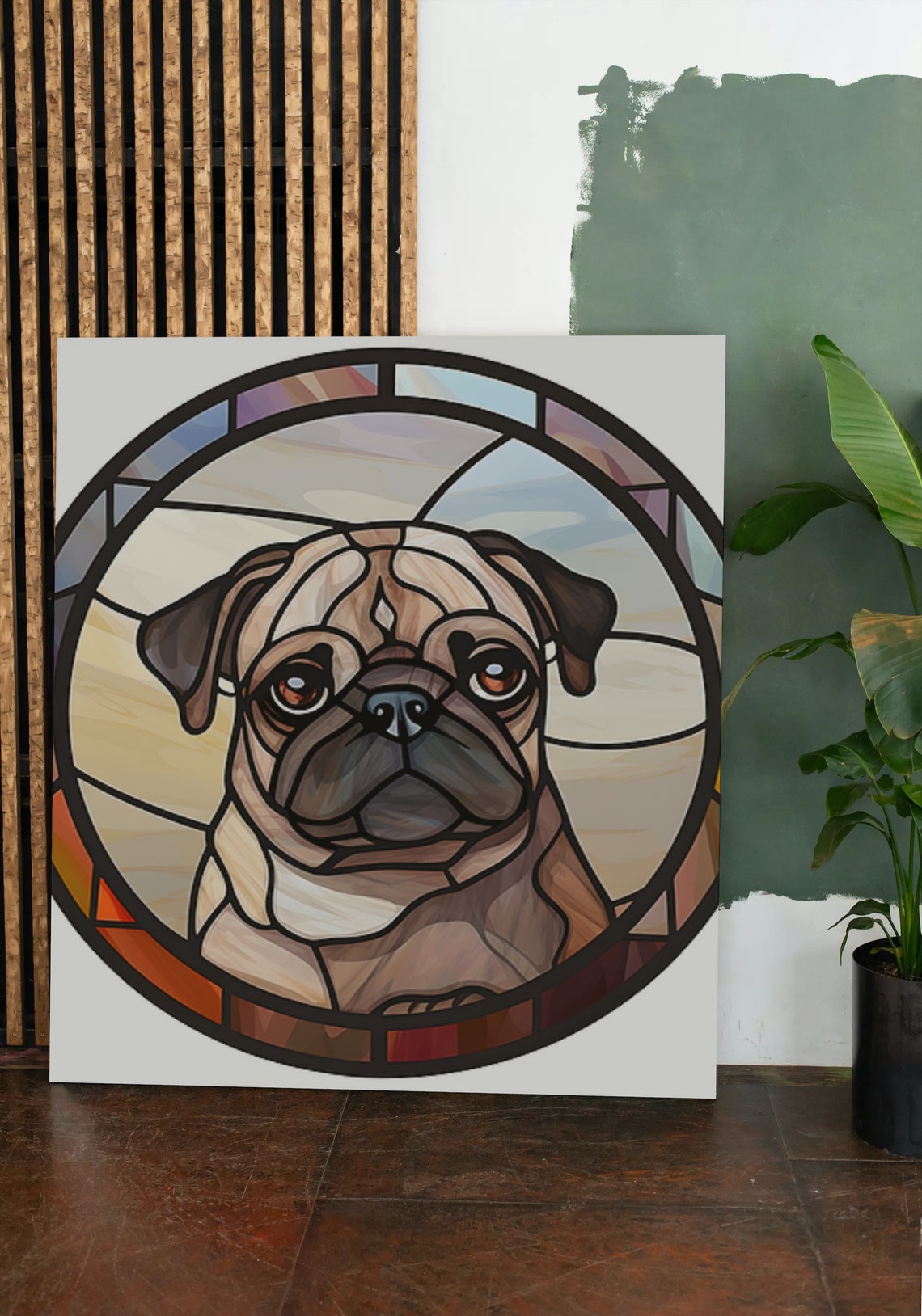 Pug Stained Glass Digital Print - Etsy