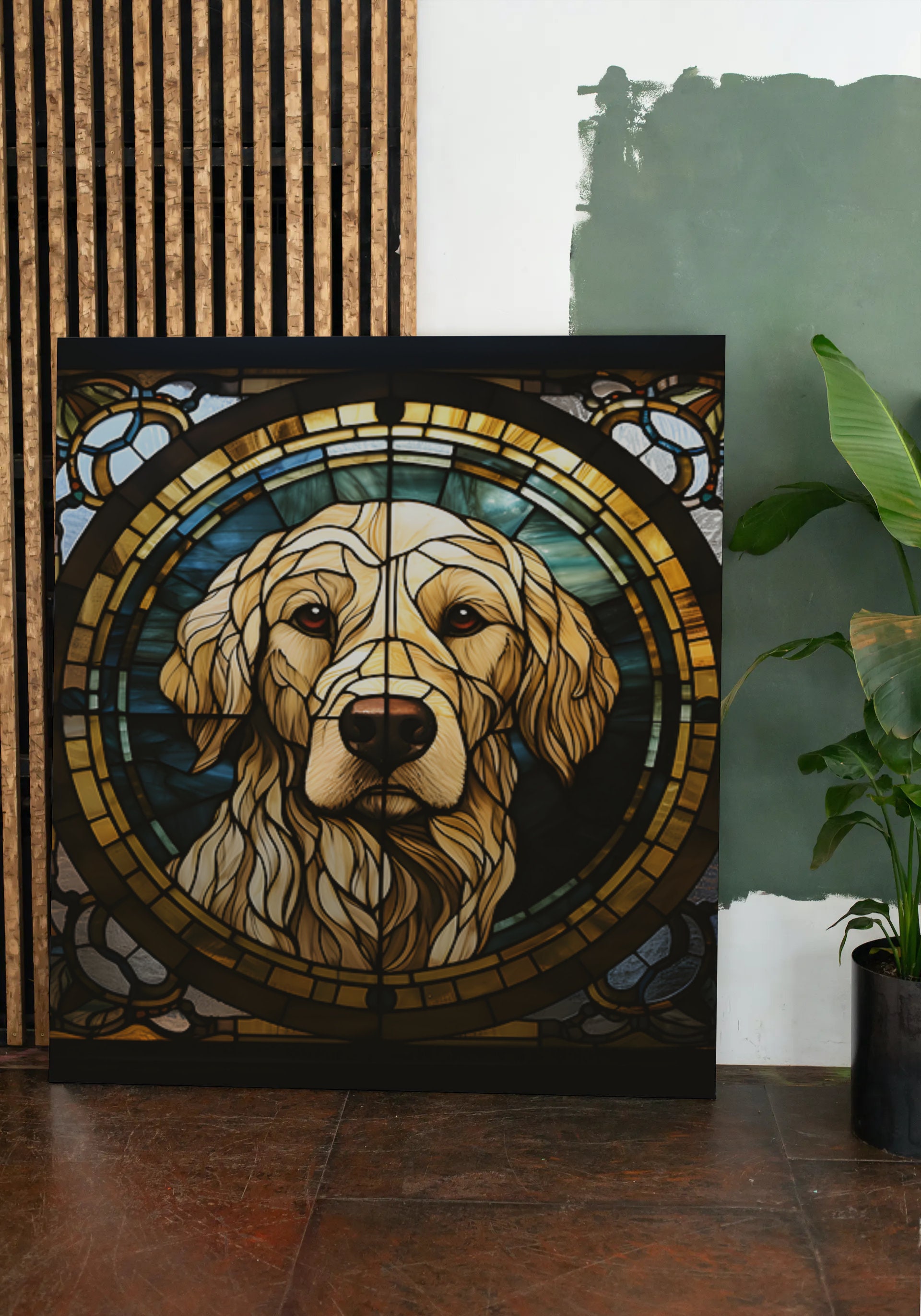 Golden Retriever Stained Glass Digital Print - Etsy
