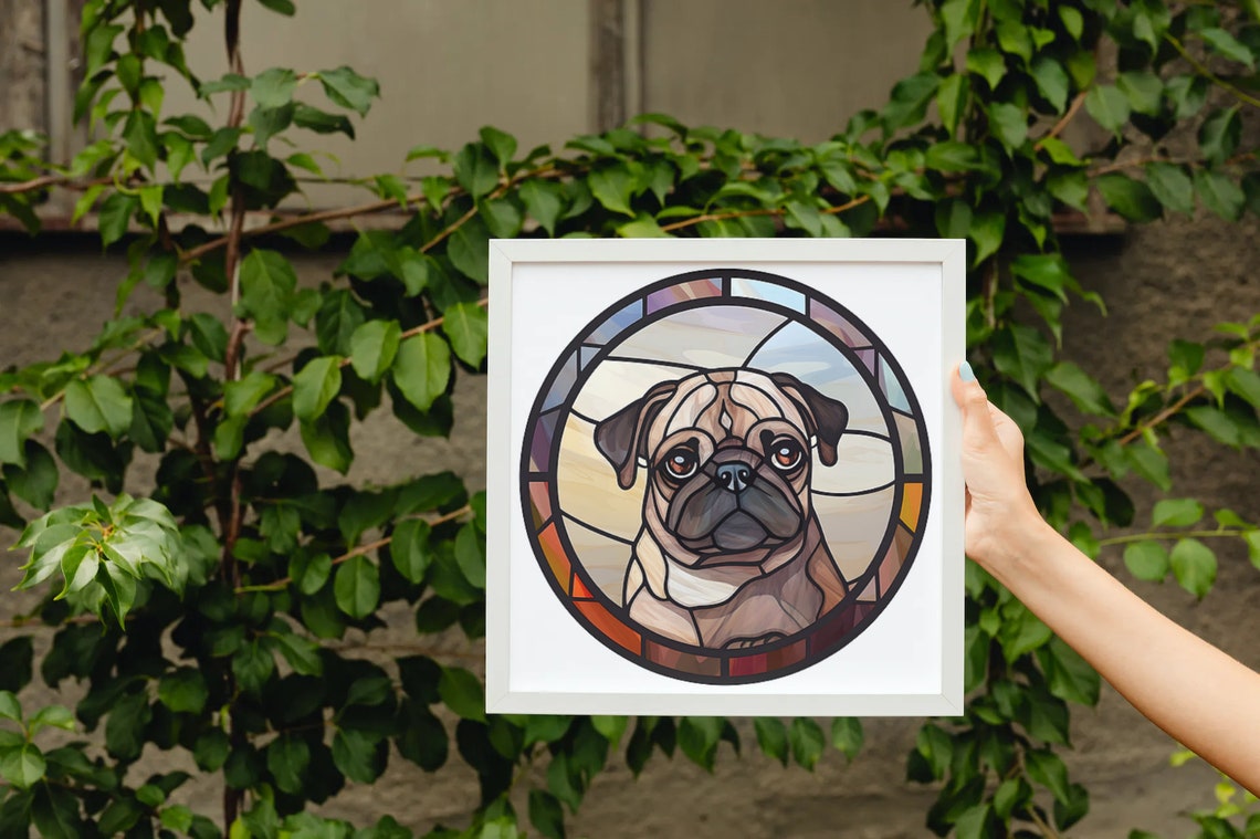 Pug Stained Glass Digital Print - Etsy