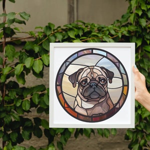 Pug Stained Glass Digital Print - Etsy