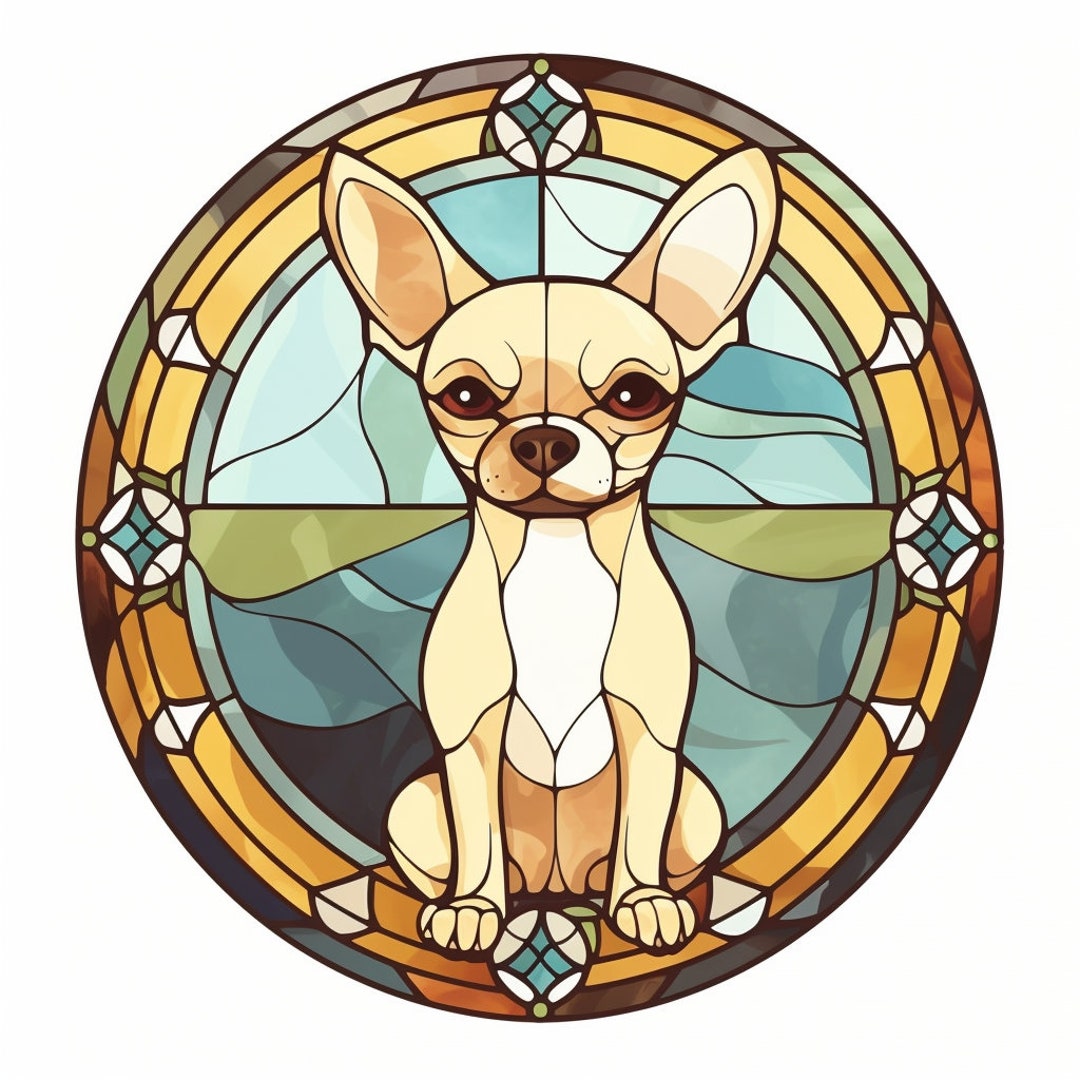 Chihuahua Stained Glass Digital Print - Etsy