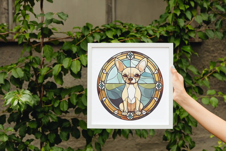 Chihuahua Stained Glass Digital Print - Etsy