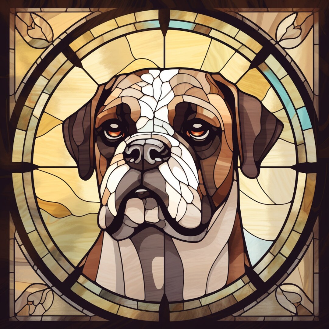 Boxer Stained Glass Digital Print - Etsy