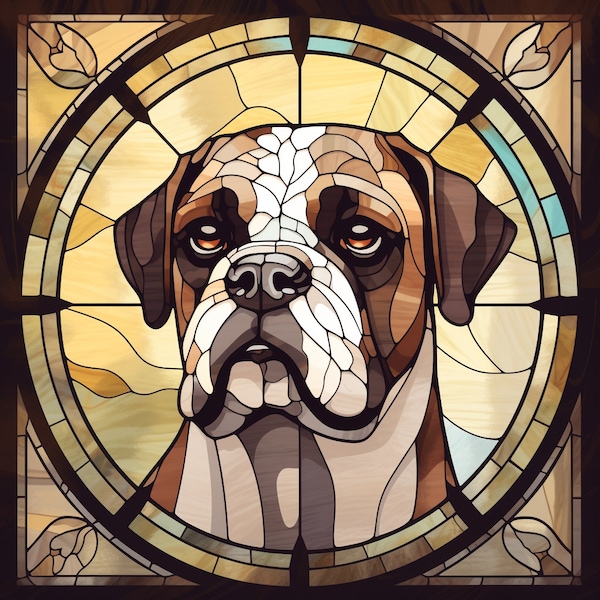 Boxer Stained Glass - Etsy