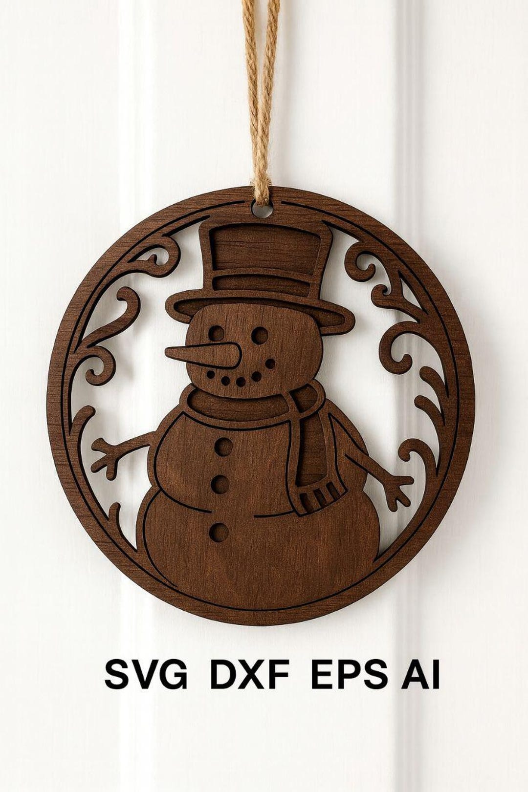 Snowman Christmas Door Hanger Svg | Winter Ornament Laser Cut File ...