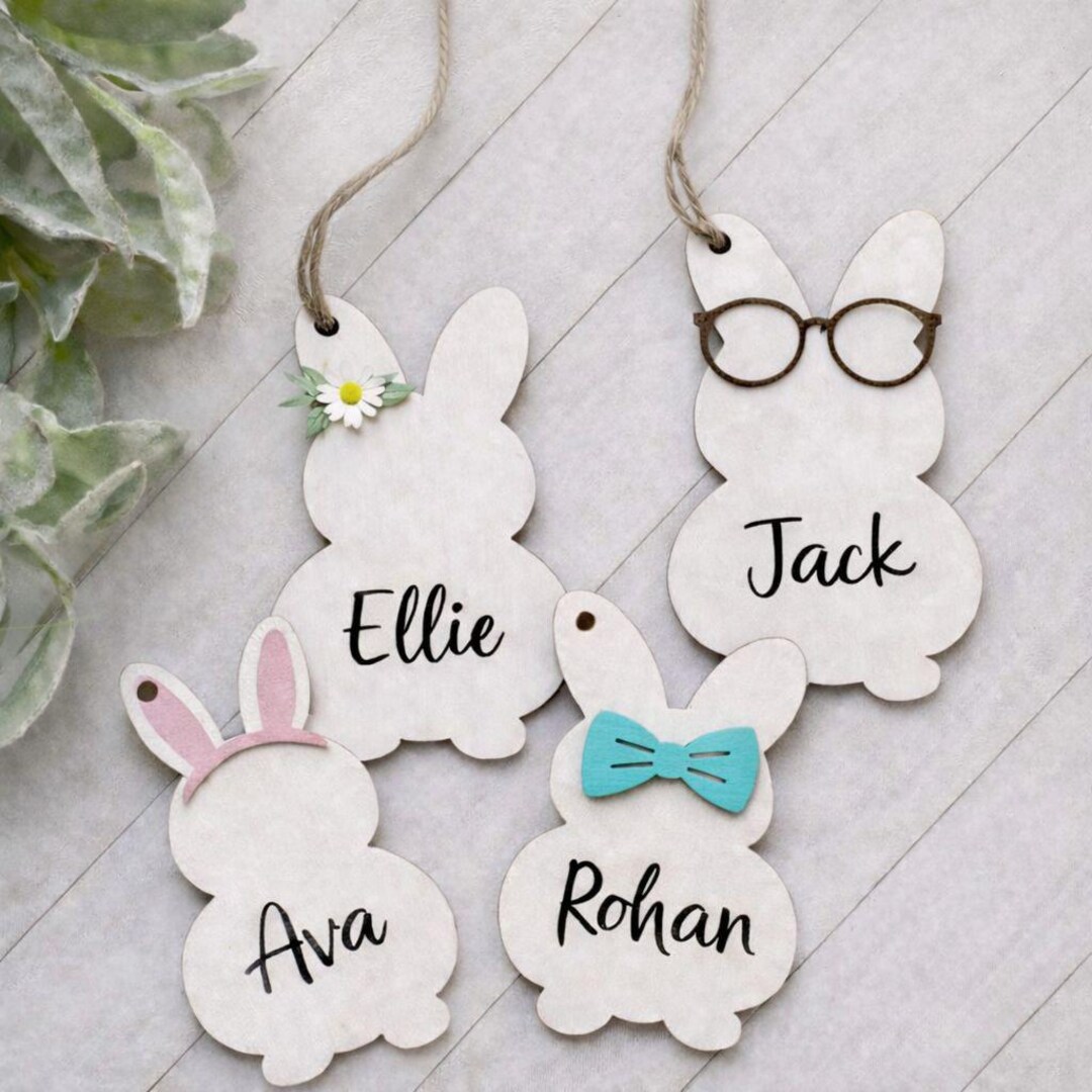 Personalized Easter Bunny Name Tag Svg | Bunny Ornament Laser Cut File ...