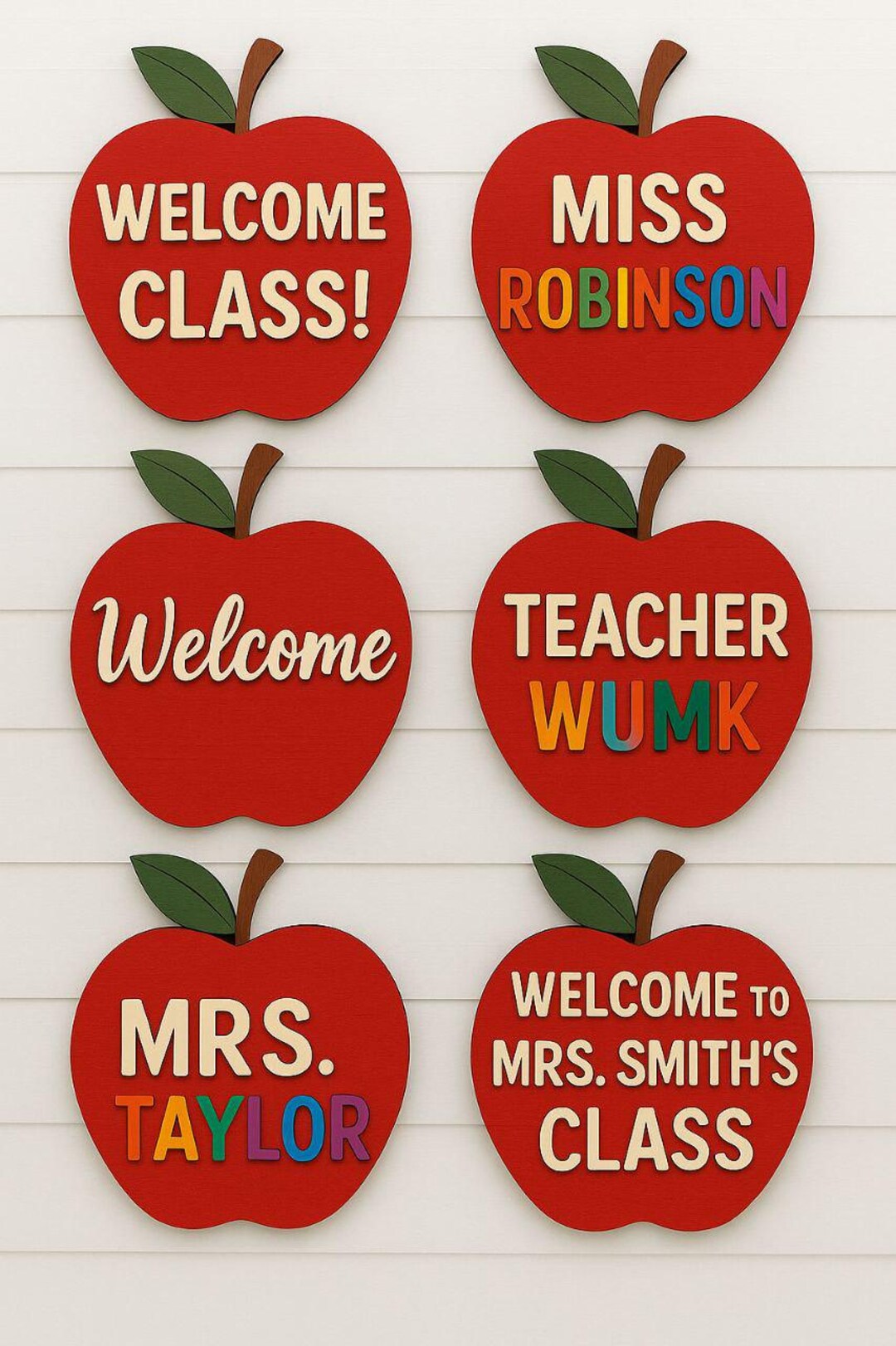 Apple Welcome Sign Svg Bundle | Teacher Classroom Door Sign Laser Cut ...