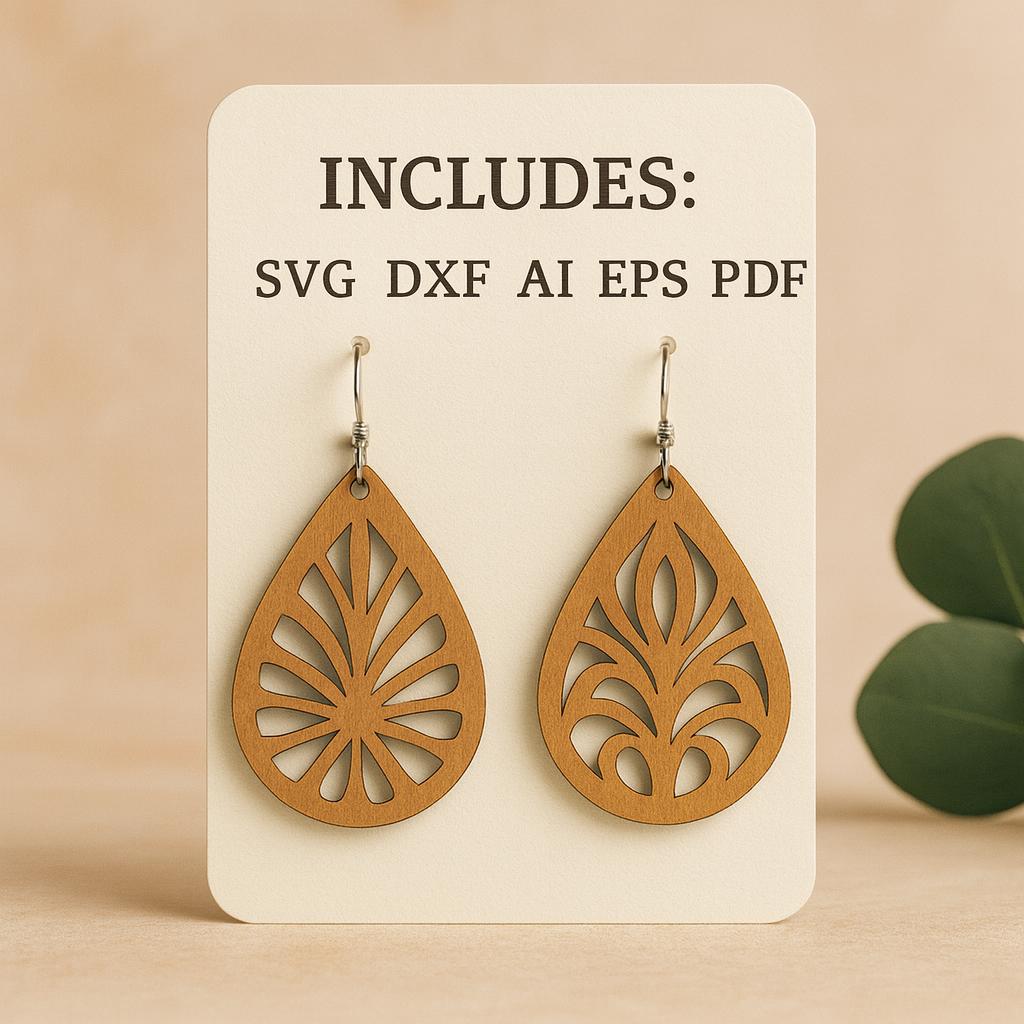 Teardrop Earring SVG Bundle | Laser Cut Earring Templates | Intricate ...