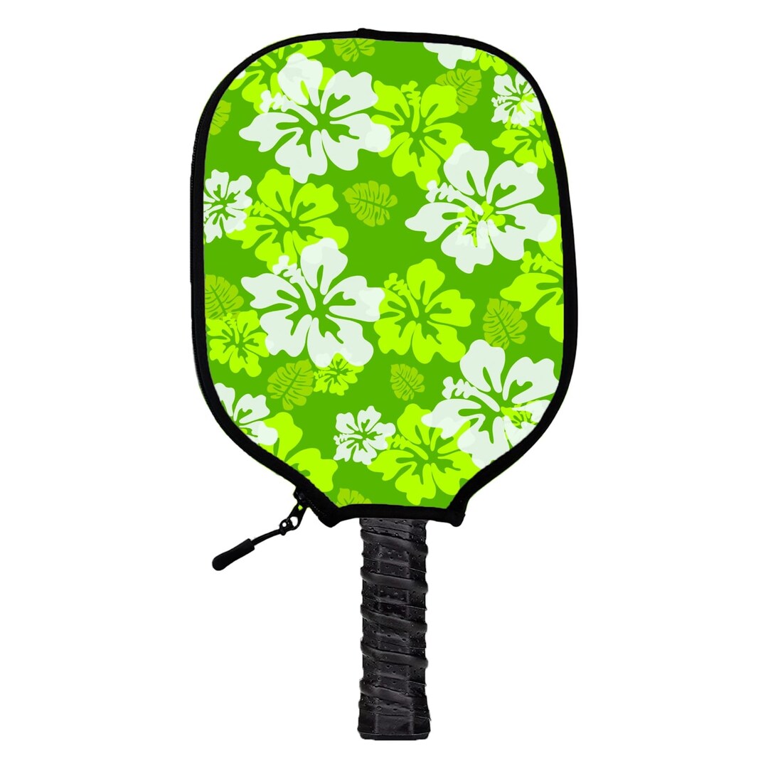 Green Hibiscus Pickleball Paddle Cover - Handmade Pickleball Paddle ...