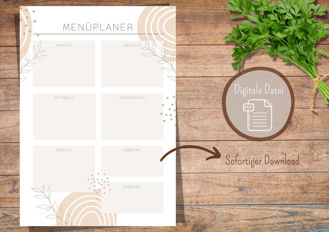 Printable Menu Planner - Digital Download PDF | Weekly Meal Planner - Etsy