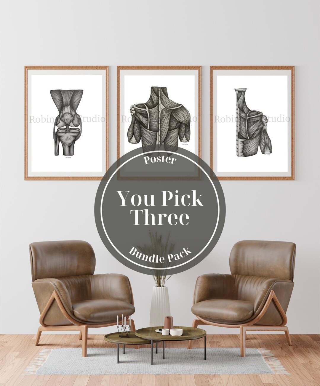 Custom Set of Three Anatomy Poster Bundle Custom Poster Set You Pick ...
