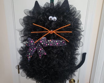 Fall Halloween Cat Wreath - Etsy