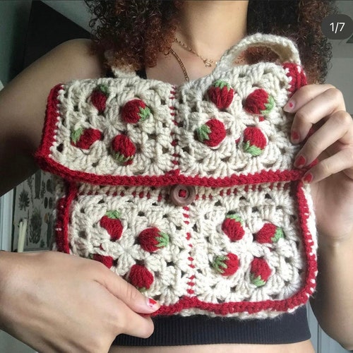 Strawberry Crochet Messenger Bag Purse - Etsy