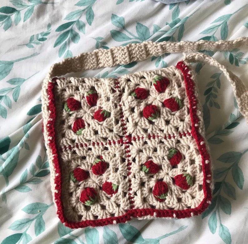 Strawberry Crochet Messenger Bag Purse - Etsy