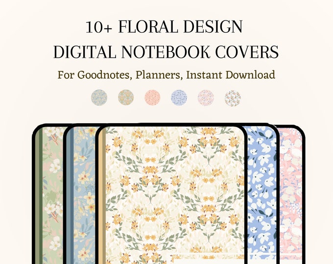 Floral Digital Notebook Covers: Pastel Minimalist Design (digital ...