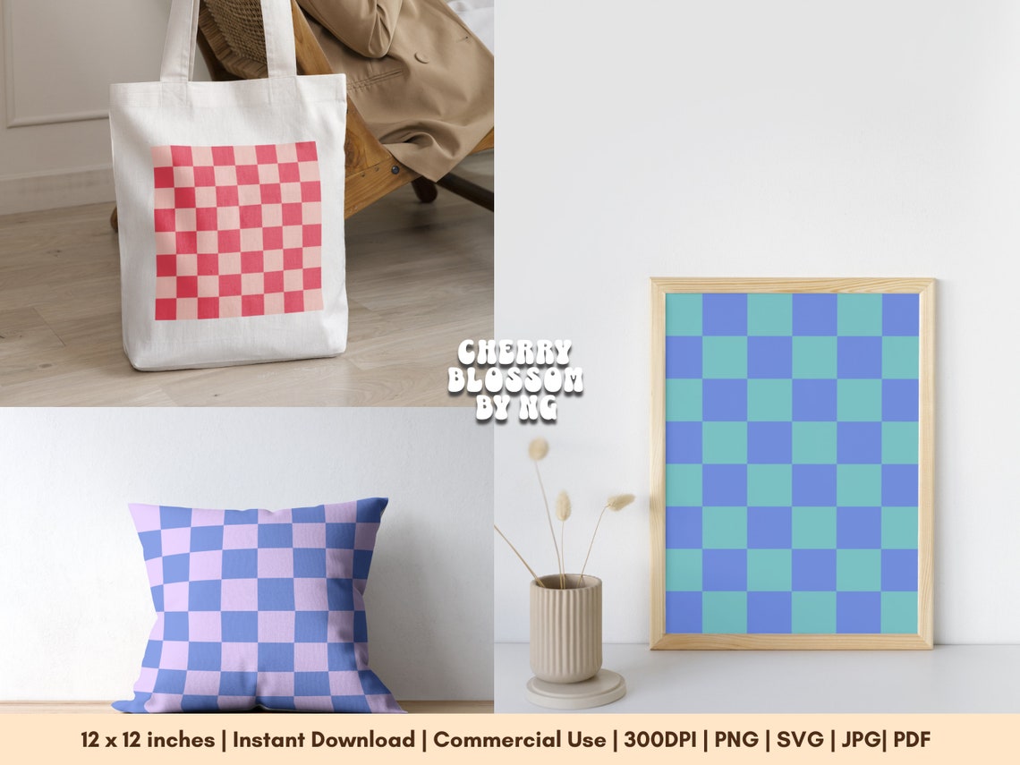 50 Checkerboard Digital Paper Checker Grid Background for Commercial ...