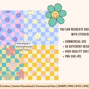 50 Checkerboard Digital Paper Checker Grid Background for Commercial ...