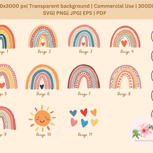 42 Hand Drawn Boho Rainbow Clipart Rainbow SVG Commercial Use Boho ...