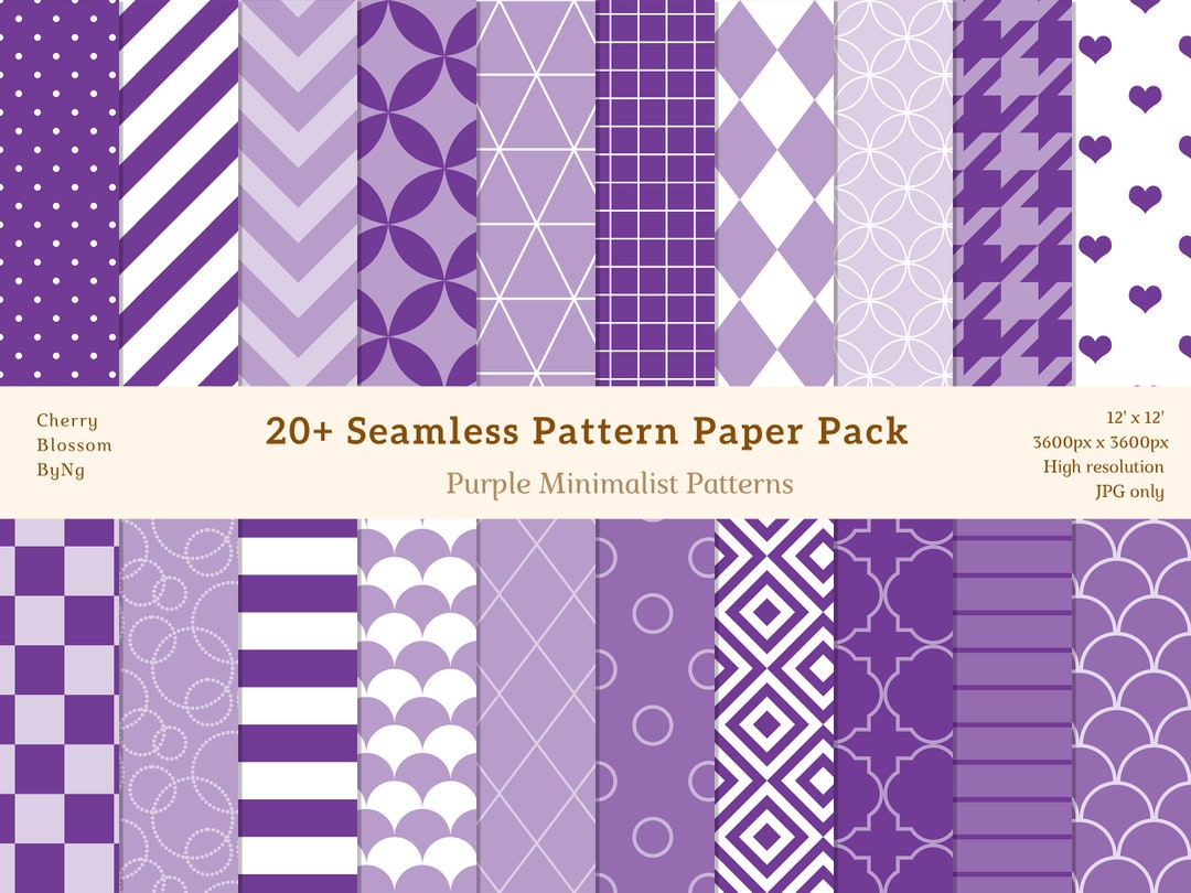Purple Seamless Patterns, Seamless Digital Papers Pack for Surface ...