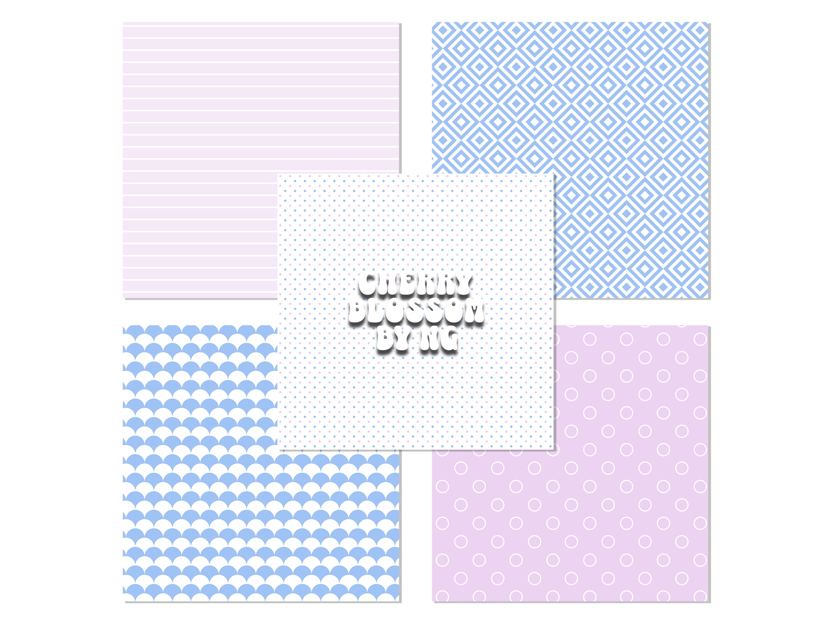 Boho Digital Paper: Blue & Purple Scrapbook Patterns (commercial Use ...