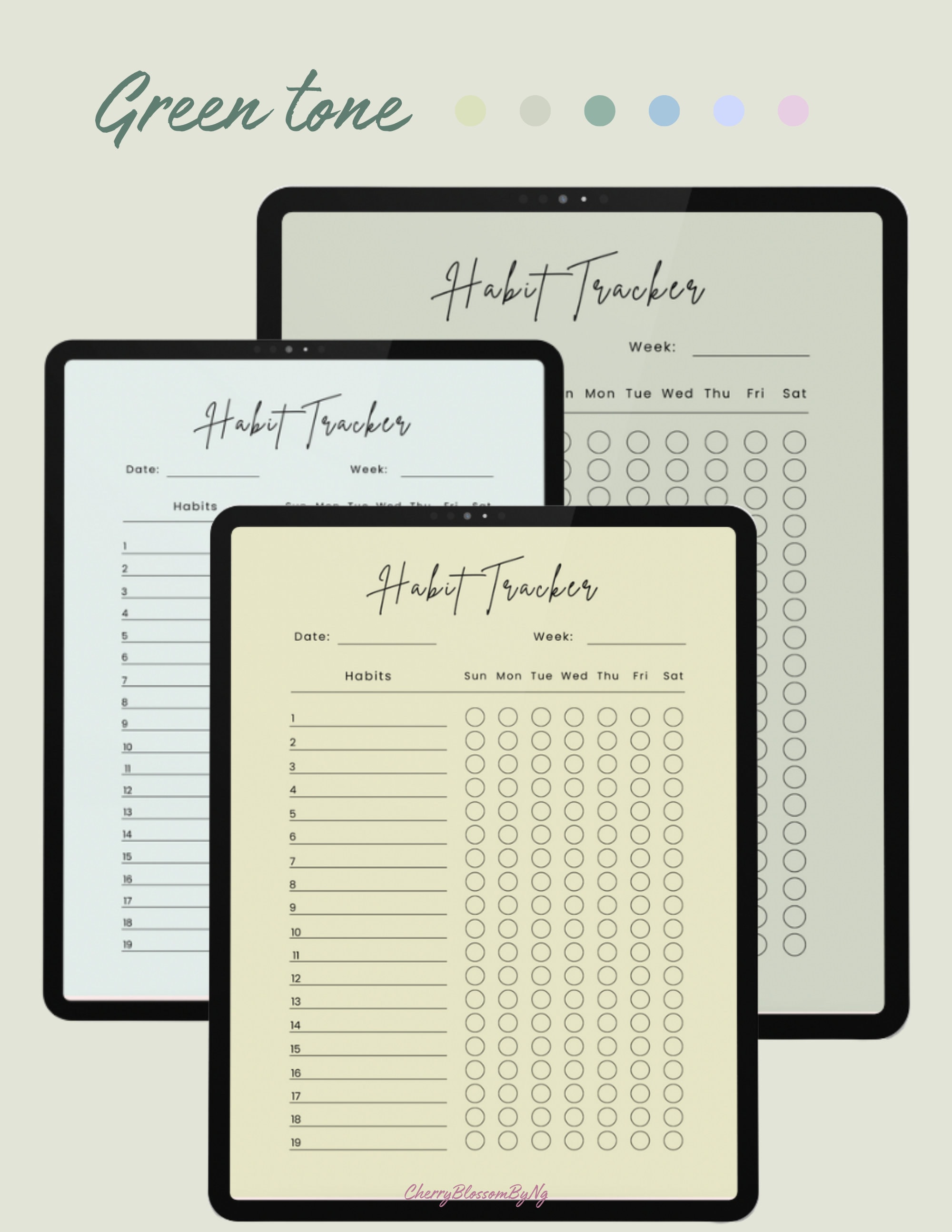 Digital Habit Tracker Template for Goodnote, Notability Minimal Style ...