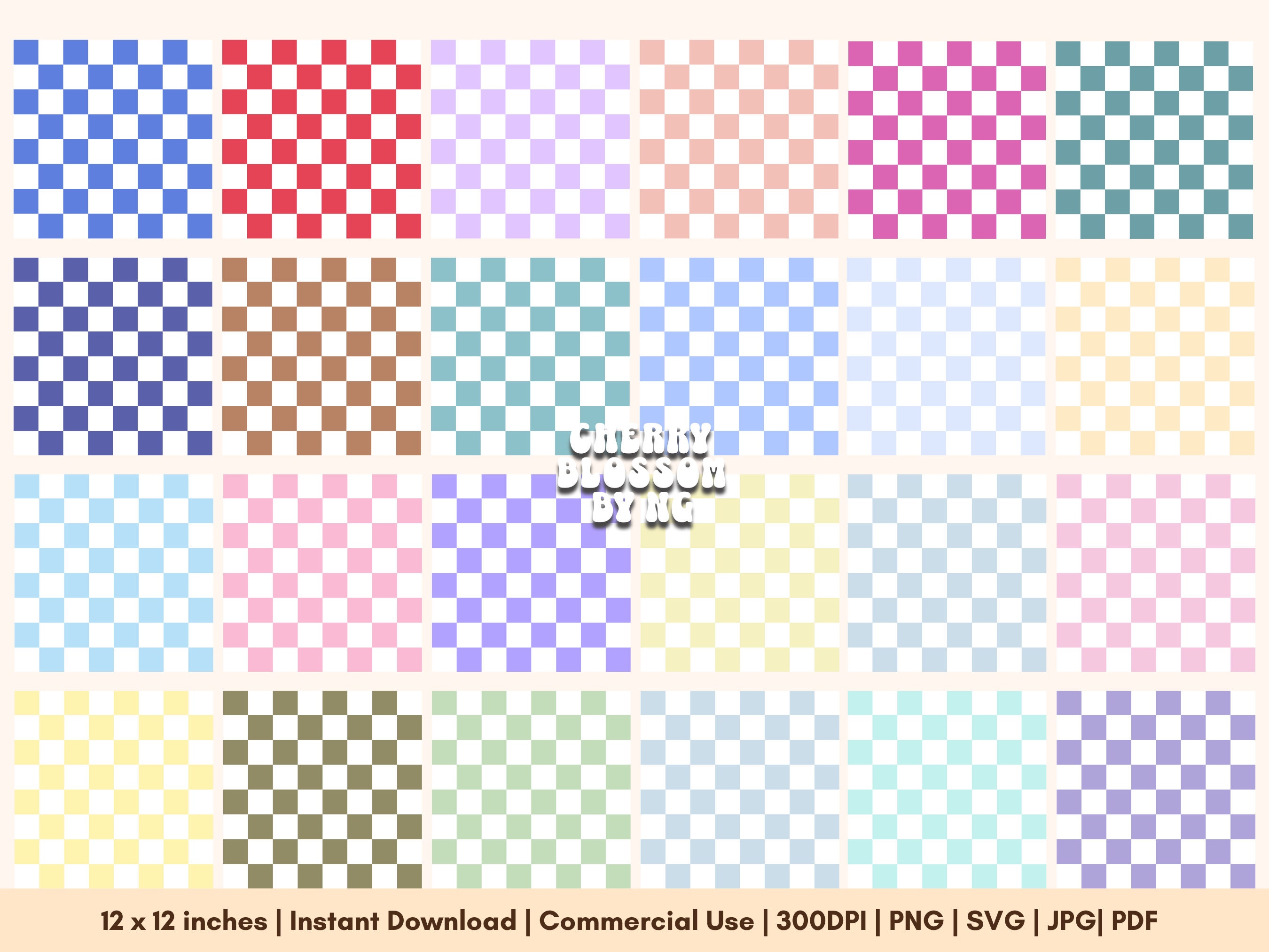 60+ Pastel Checks Digital Paper Retro Checkerboard Geometric Square ...