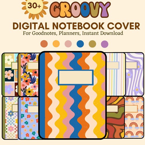 Groovy Digital Notebook Covers Digital Notebook Goodnotes - Etsy