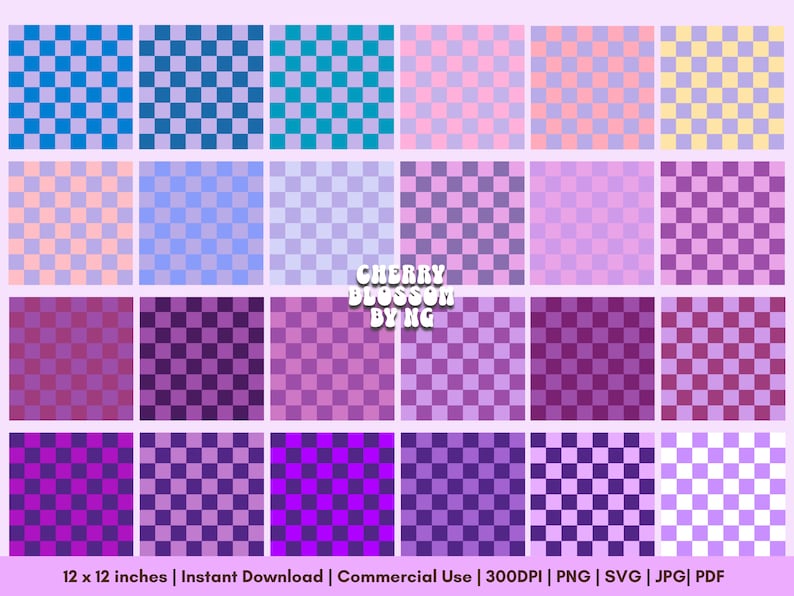 50 Purple Checkerboard Seamless Pattern, Checkered Digital Papers ...