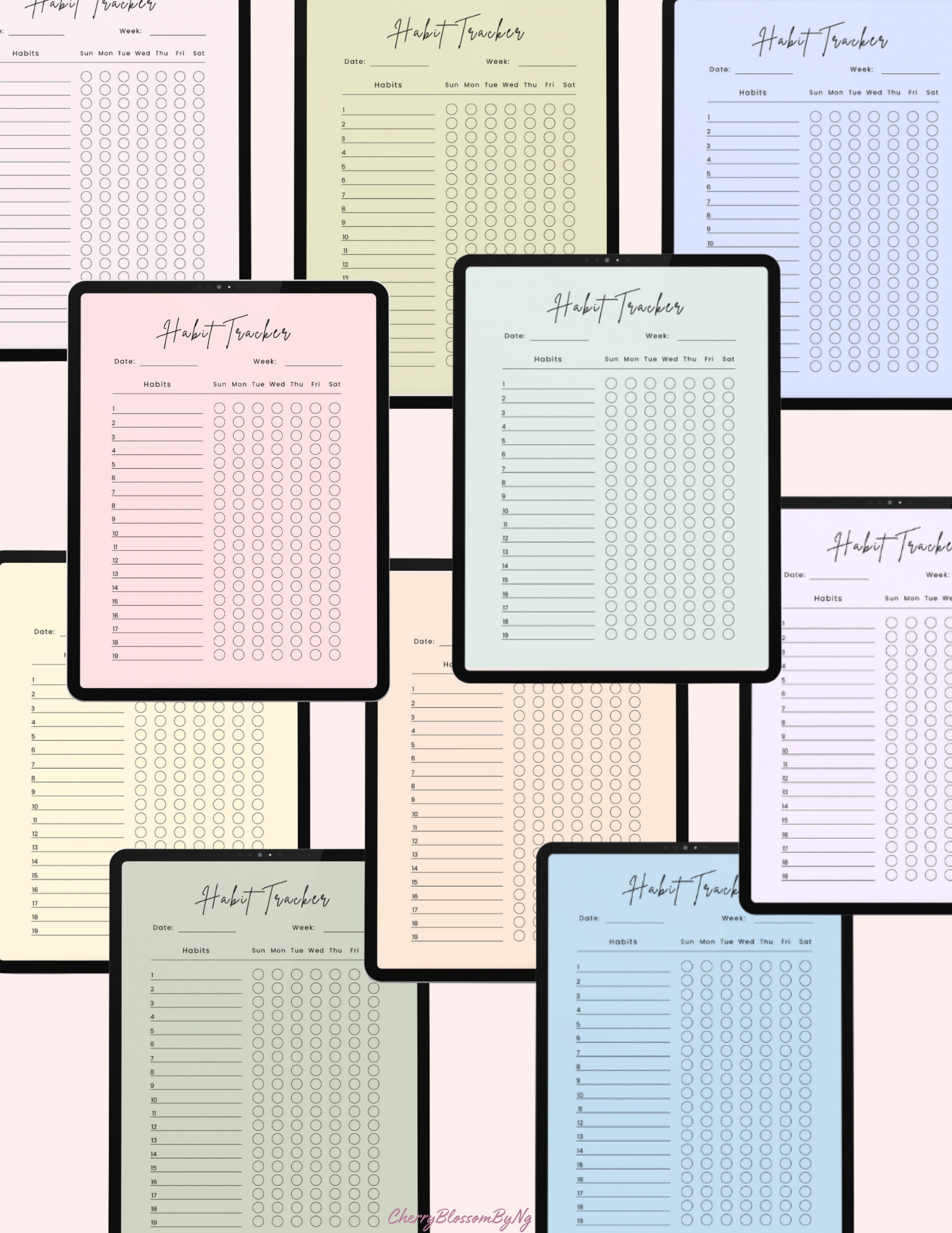 Digital Habit Tracker Template for Goodnote, Notability Minimal Style ...