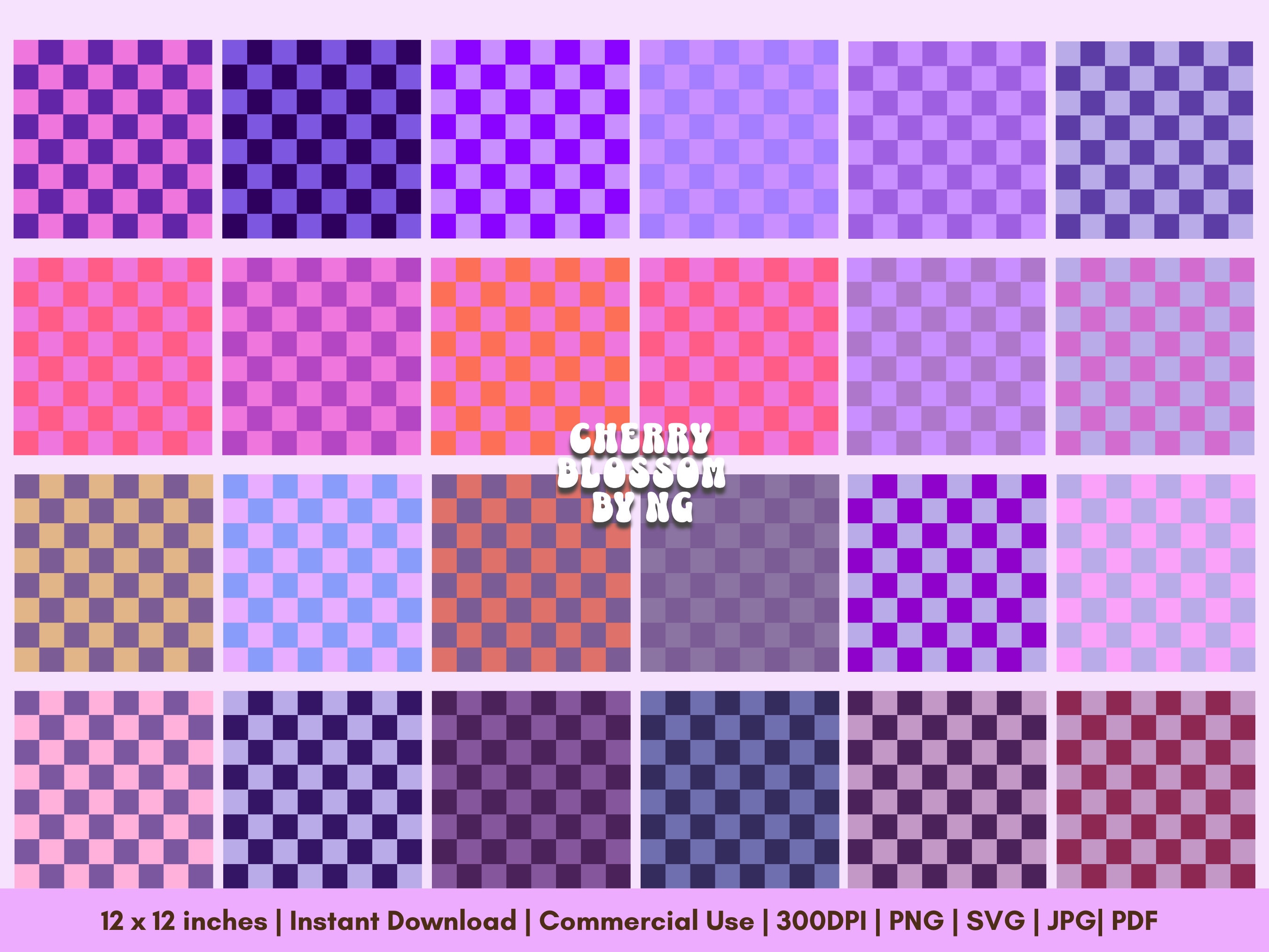 50 Purple Checkerboard Seamless Pattern, Checkered Digital Papers ...