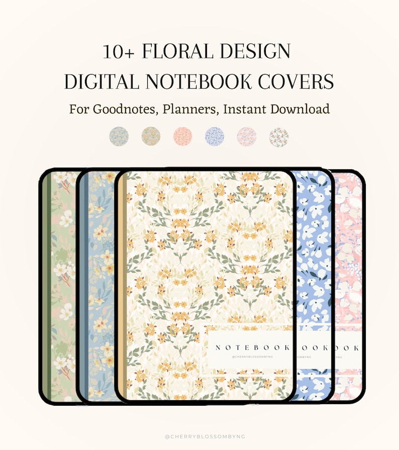 Digital Notebook Covers for Goodnote, Planners and Notability| Floral ...