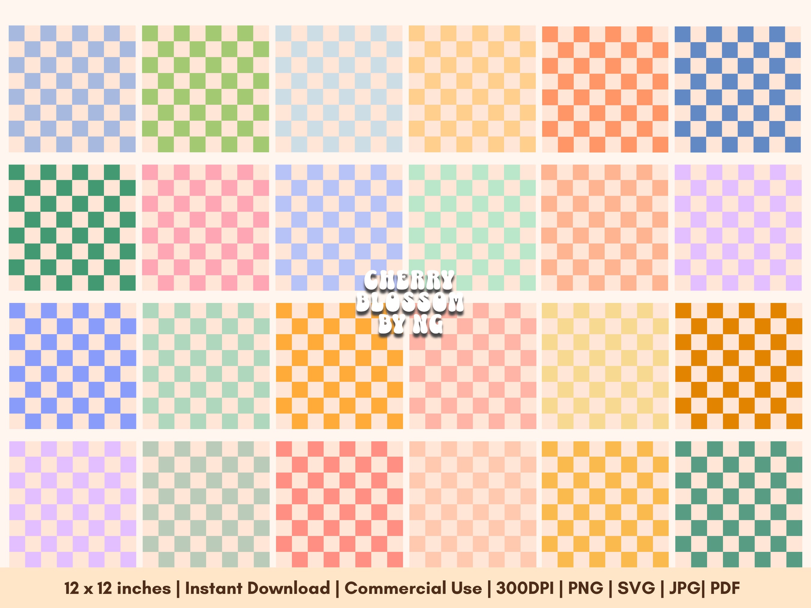 50 Pastel Checkerboard Digital Paper Checker Grid Background for ...