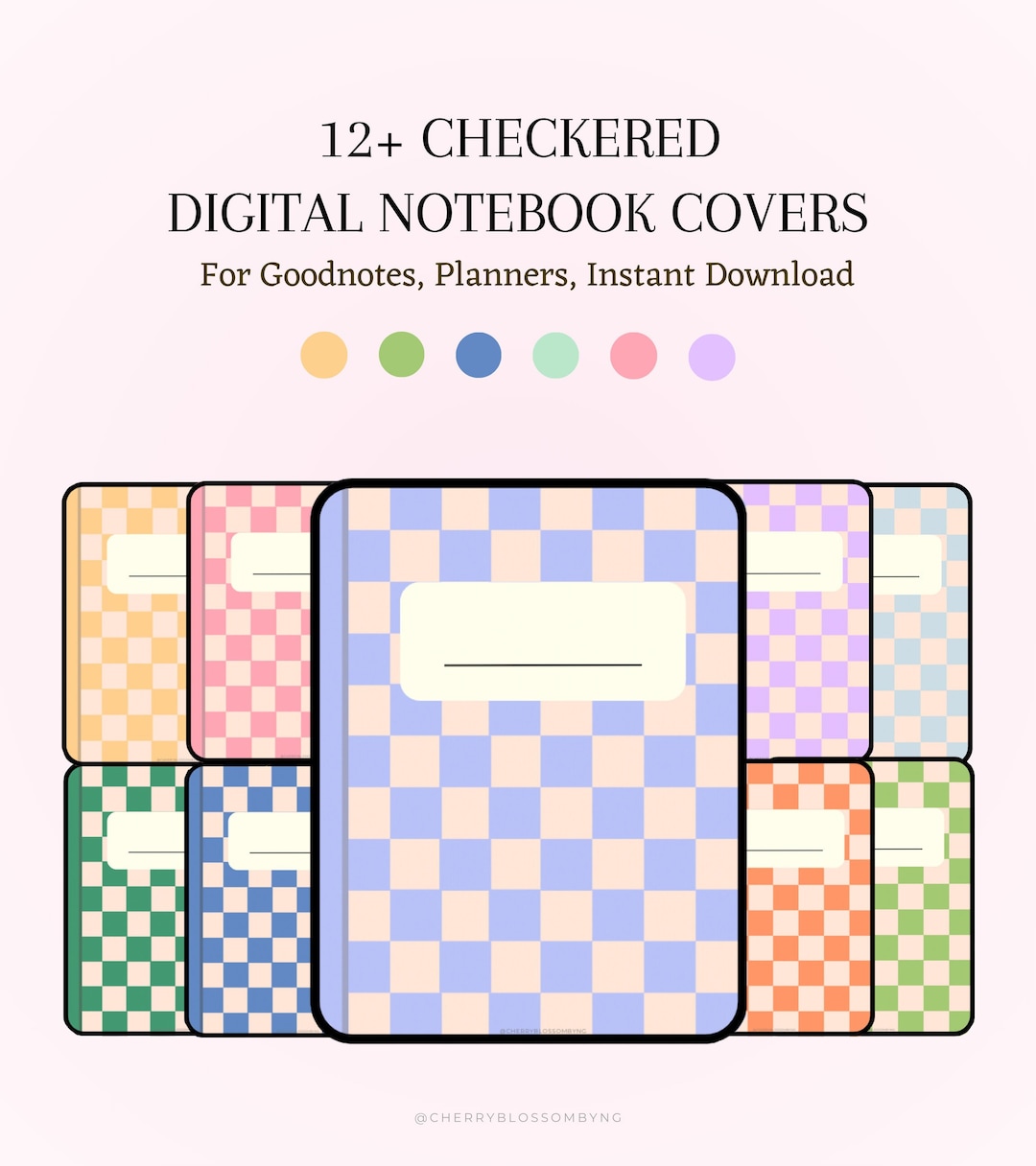 12 Groovy Checkerboard, Rainbow Checks Design Digital Notebook Covers ...