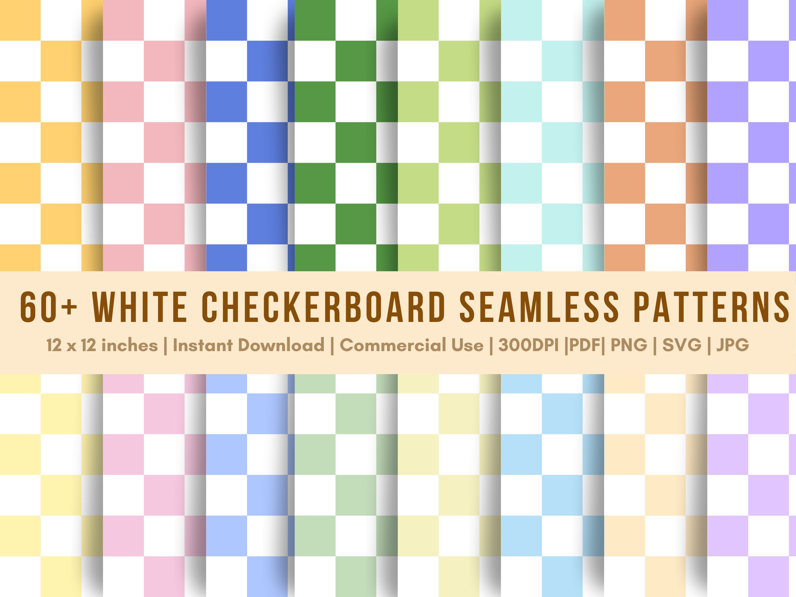 60+ Pastel Checks Digital Paper Retro Checkerboard Geometric Square ...