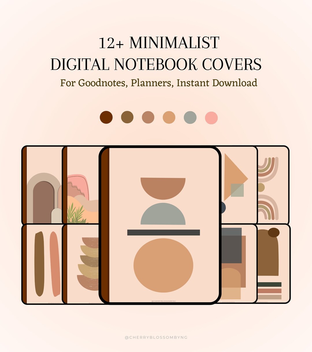 12 Minimalist Digital Notebook Covers, Boho Designs, Groovy Notebooks ...