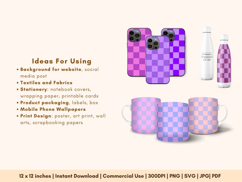 50 Purple Checkerboard Seamless Pattern, Checkered Digital Papers ...