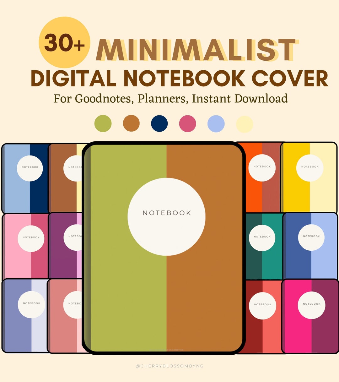 30 Minimalist Digital Notebook Covers for Goodnotes, Notability ...