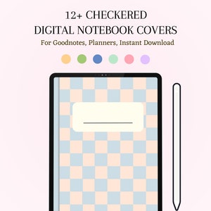 12 Groovy Checkerboard, Rainbow Checks Design Digital Notebook Covers ...