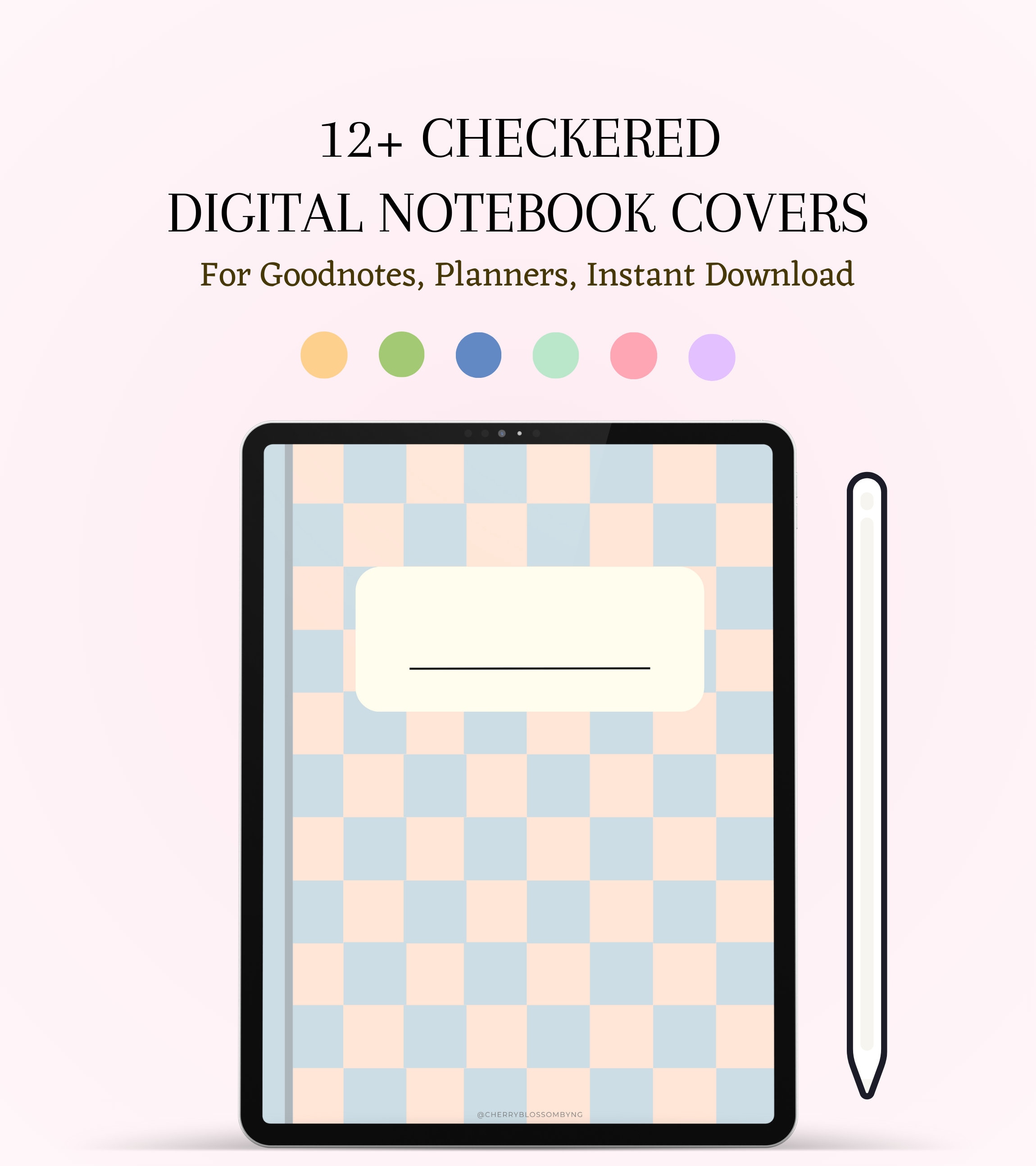 12 Groovy Checkerboard, Rainbow Checks Design Digital Notebook Covers ...