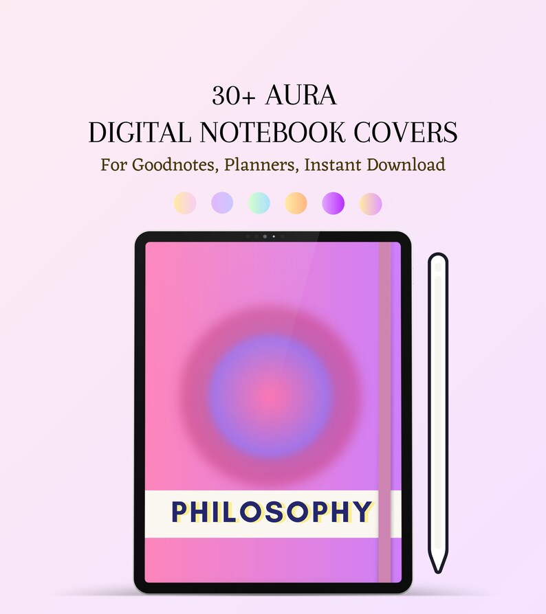 30 Aura Digital Notebook Covers: Gradient Planner Backgrounds (PDF ...