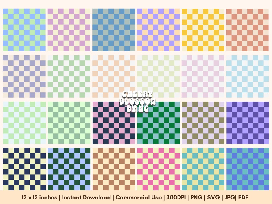 50 Checkerboard Digital Paper Checker Grid Background for Commercial ...