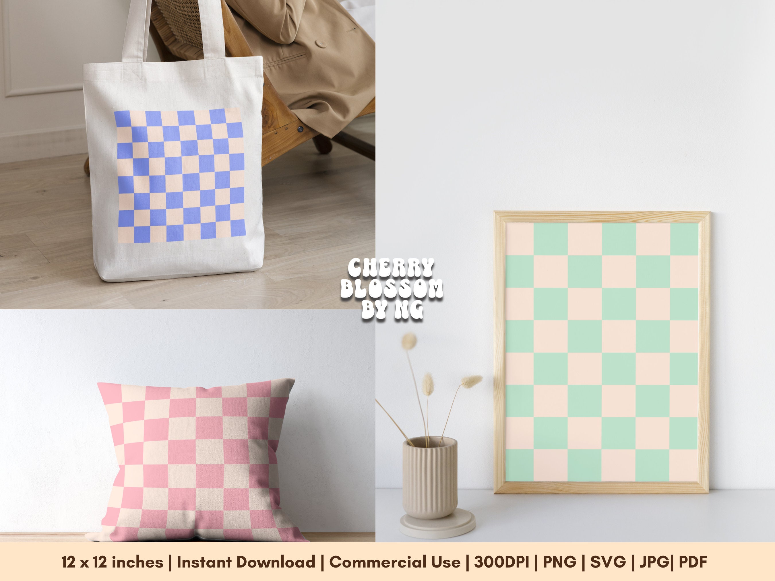50 Pastel Checkerboard Digital Paper Checker Grid Background for ...