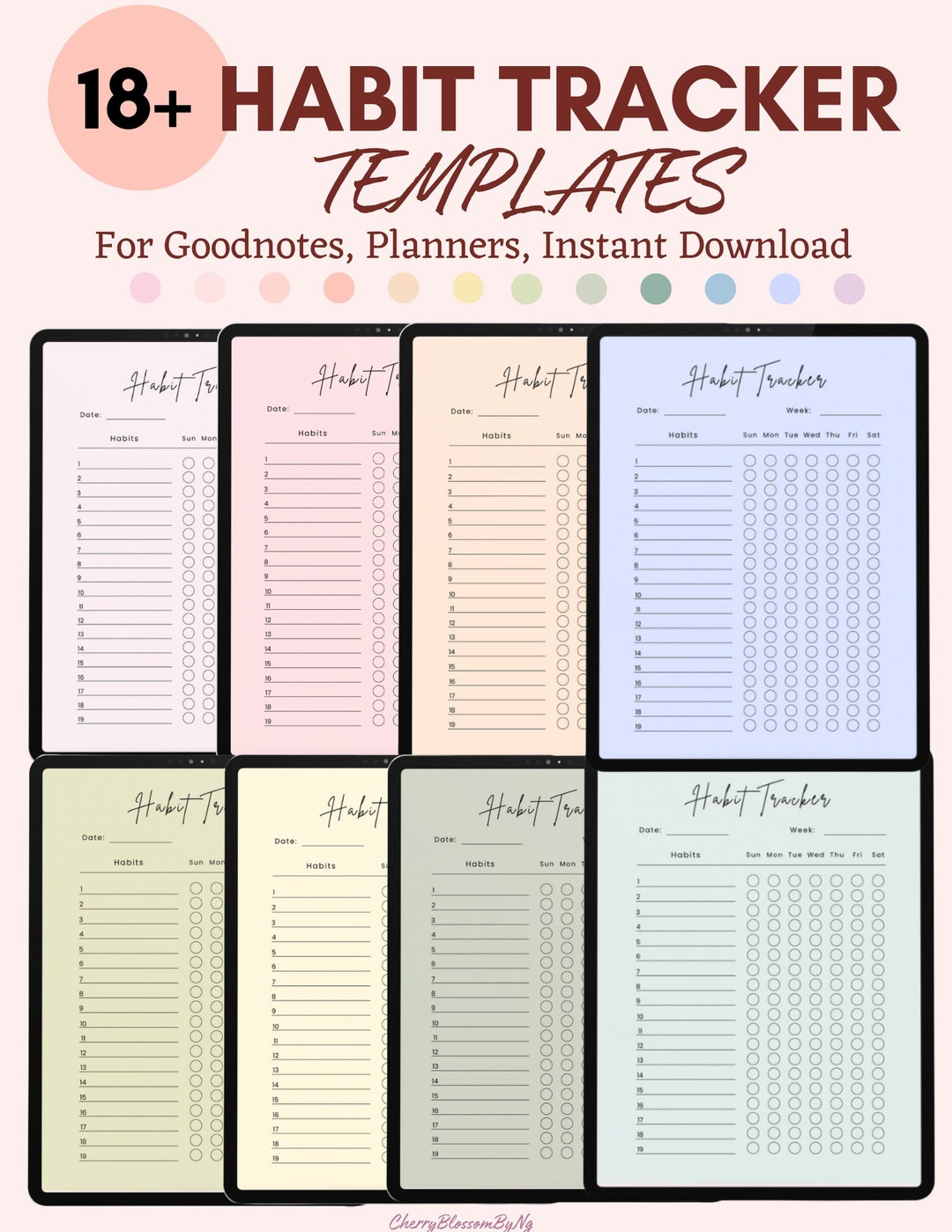Digital Habit Tracker Template for Goodnote, Notability Minimal Style ...