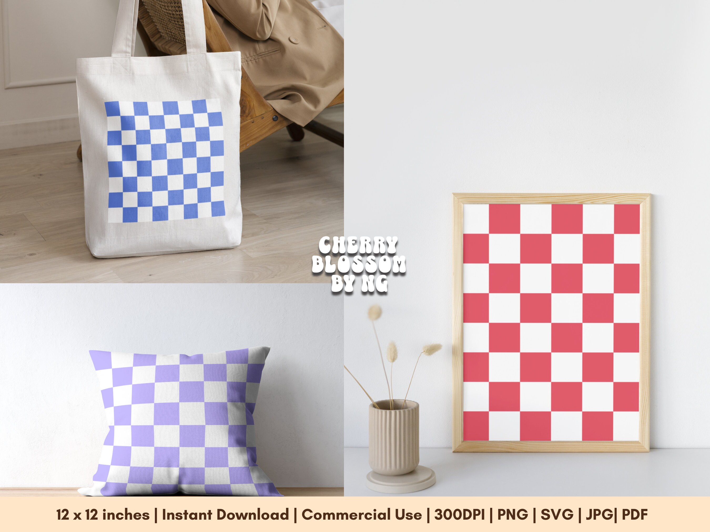 60+ Pastel Checks Digital Paper Retro Checkerboard Geometric Square ...