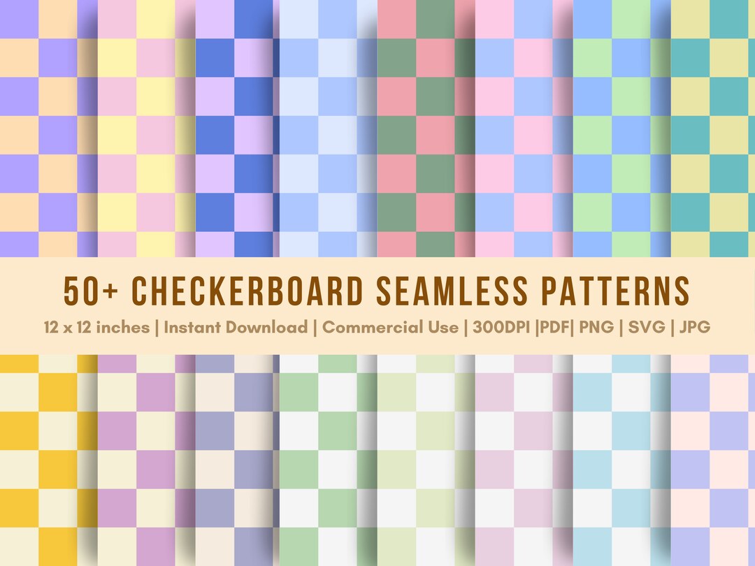 50 Checkerboard Digital Paper Checker Grid Background for Commercial ...