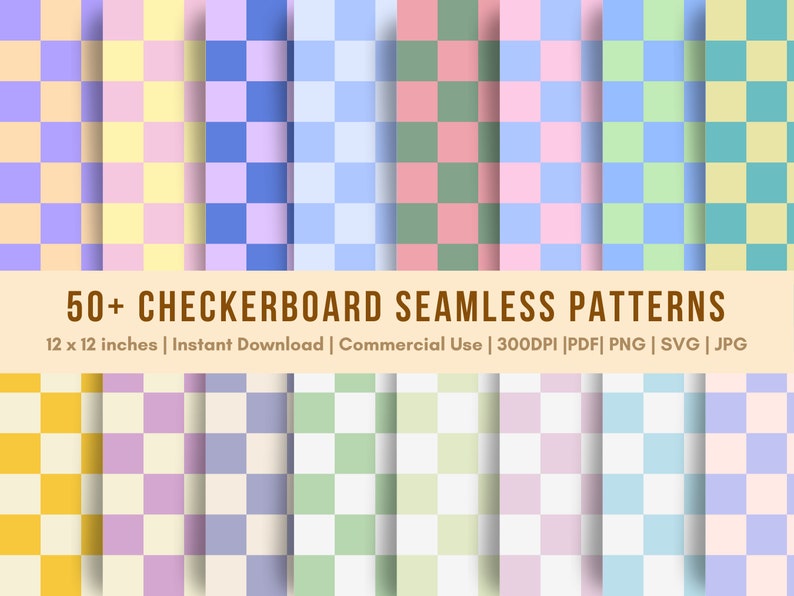 50 Checkerboard Digital Paper Checker Grid Background for Commercial ...
