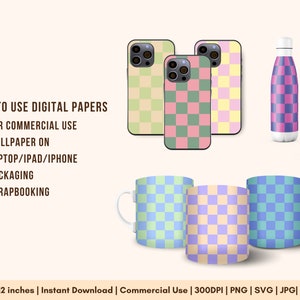 50 Checkerboard Digital Paper Checker Grid Background for Commercial ...