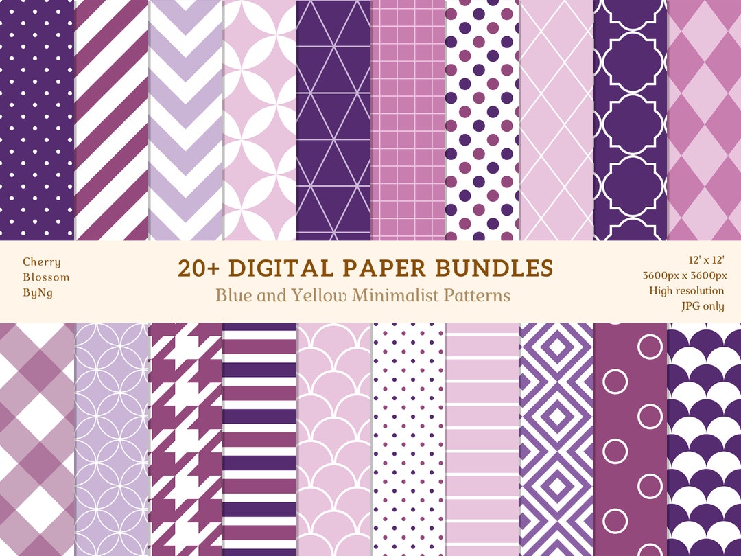 Pink & Purple Pattern Digital Paper: Polka Dot, Chevron (commercial Use ...