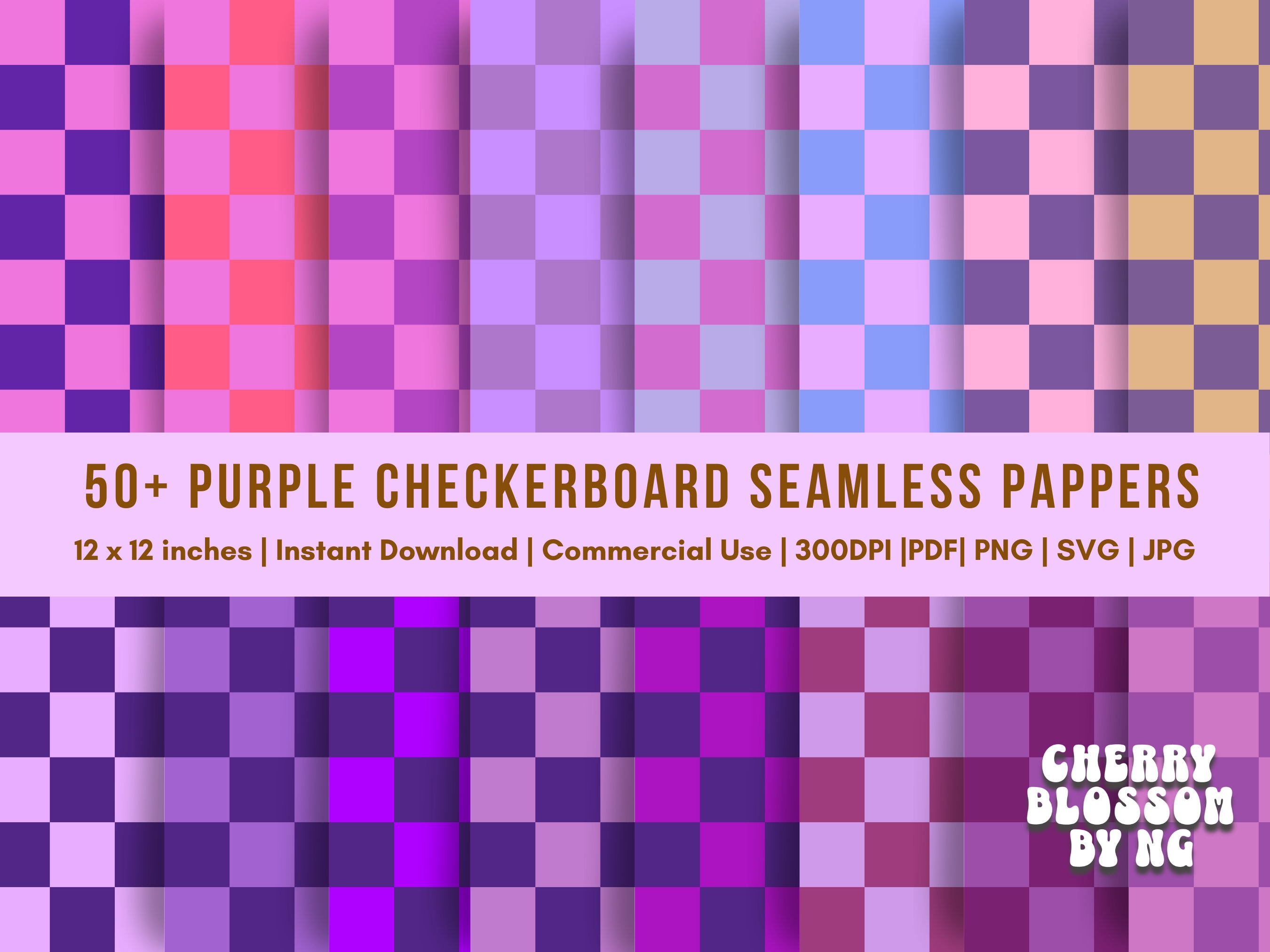 50 Purple Checkerboard Seamless Pattern, Checkered Digital Papers ...