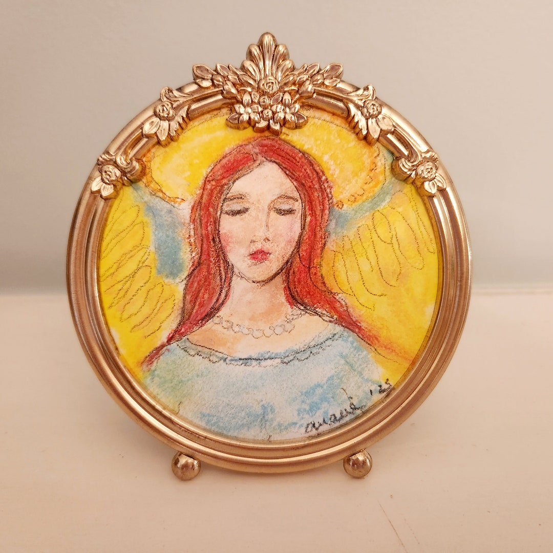 Original Angel Pastel by Amarie Red-haired Angel Drawing - Etsy